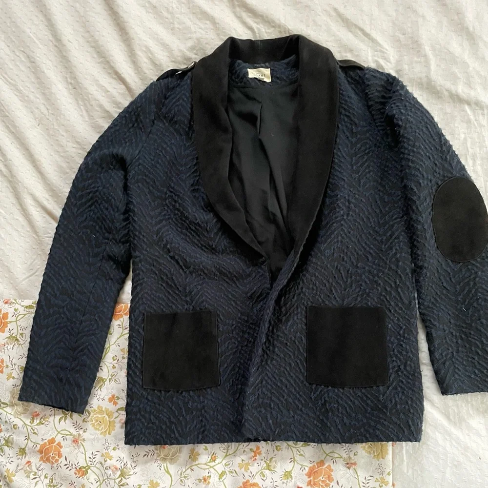 Sezane | Jackets & Coats | Sezane Black Textured Blazer Small Evening ...